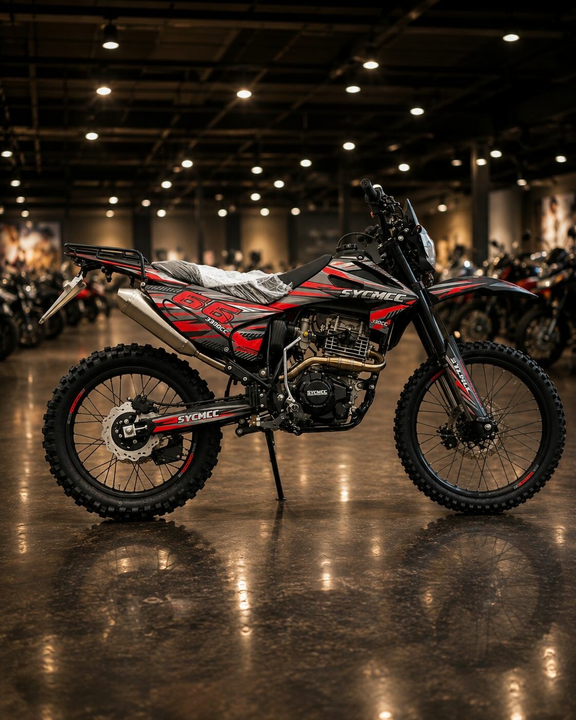 Мотоцикл Эндуро SYCMCC, 350cc, автоматическая трансмиссия, мощность 30 л. с, 160 км/ч