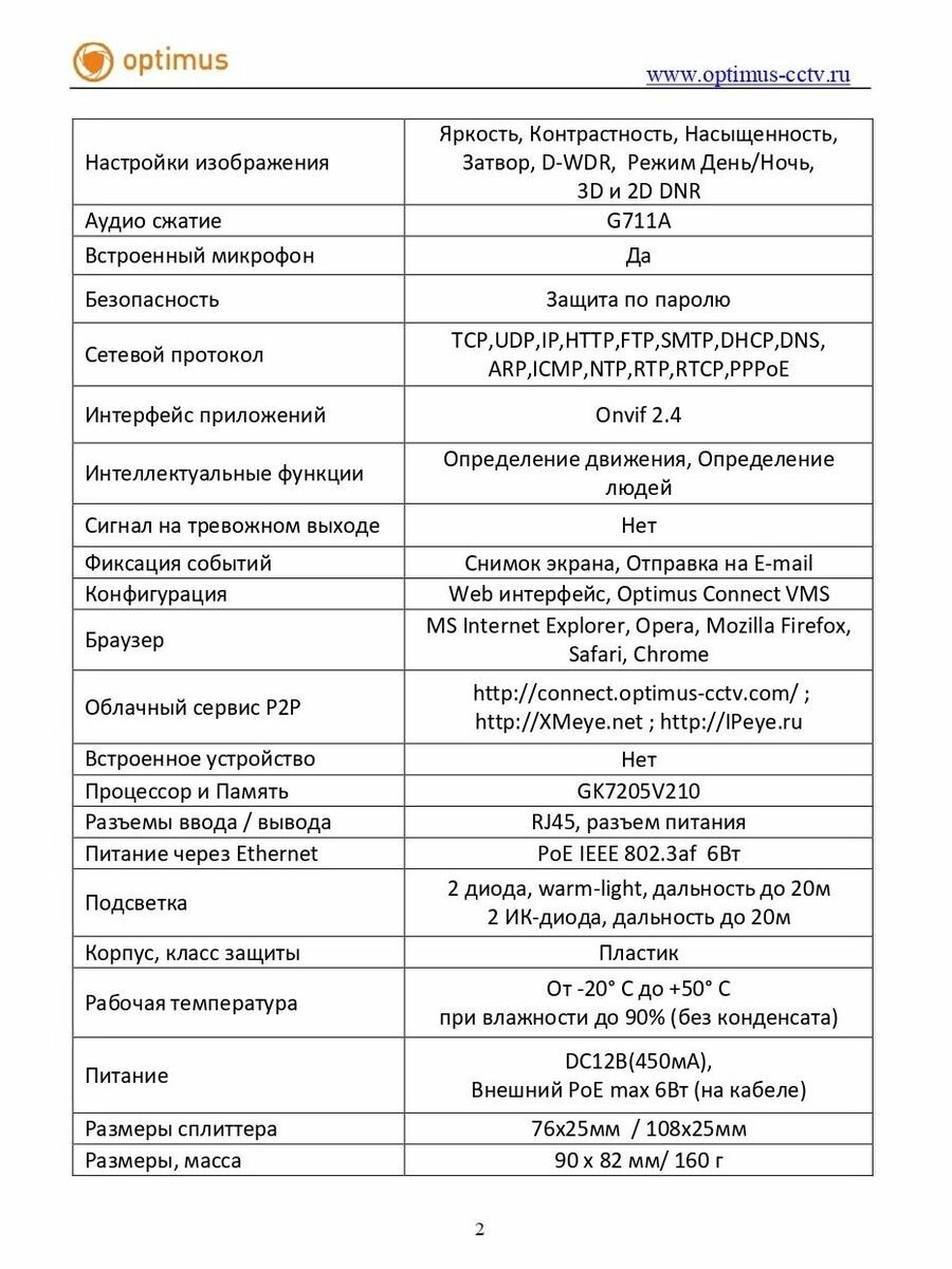 Видеокамера Optimus IP-E022.1(2.8)MPL — фото 1