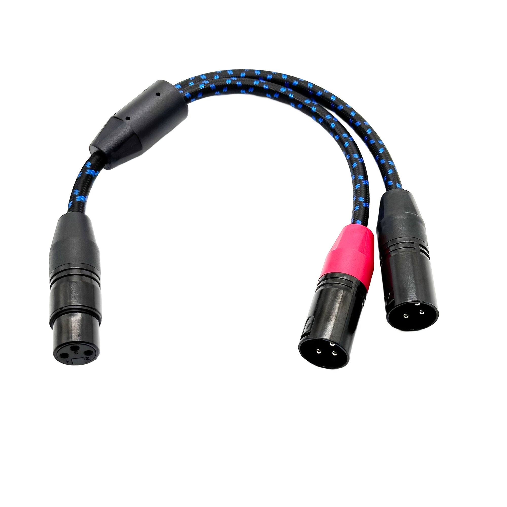 XLR Y-сплиттер кабель, черно-синий, 0,6 м, XLR мама - 2 XLR папа