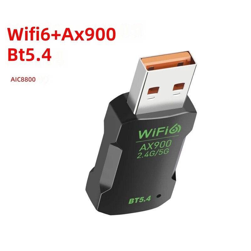 Беспроводной USB-адаптер WiFi 6 AX900 с Bluetooth 5.4, двухдиапазонный (2.4 ГГц / 5 ГГц), 900 Мбит/с, мини-донгл, без драйверов для ПК