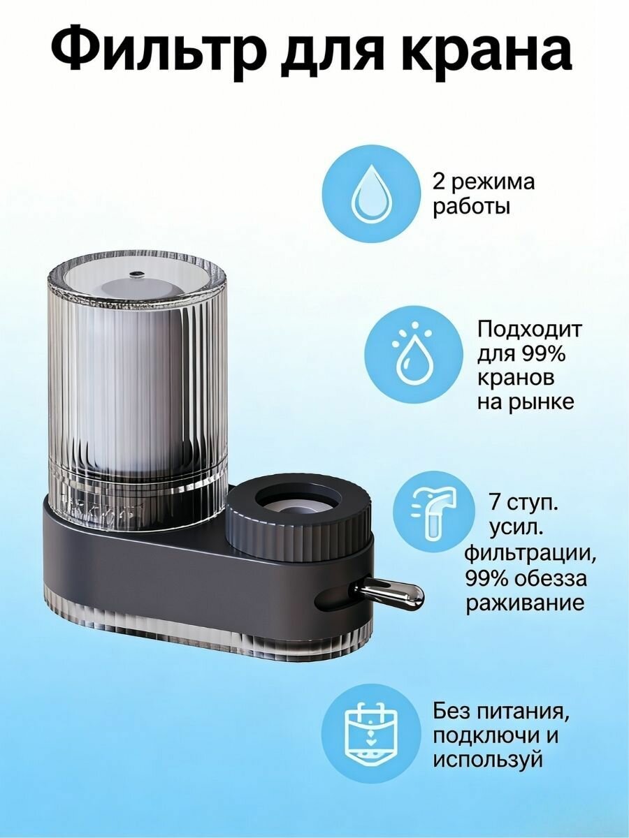 Фильтр для воды на кран, 7 ступеней фильтрации, насадка-аэратор для очистки от хлора и бактерий