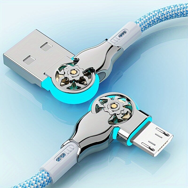 Кабель для зарядки Micro USB, 1 м, быстрая зарядка, двойной вращающийся штекер, легкий, для Android телефонов