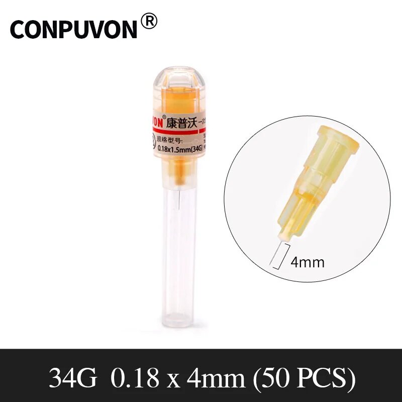 Одноразовые иглы для татуажа 34G 1.5/2.5/4 мм 34GX4mm 50PCS