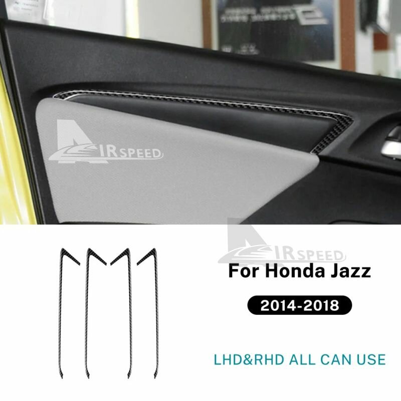 Наклейка из мягкого углеродного волокна для Honda Jazz/Fit GK5 2014 2015 2016 2017 2018 LHD RHD, отделка двери автомобиля, внутренние аксессуары.