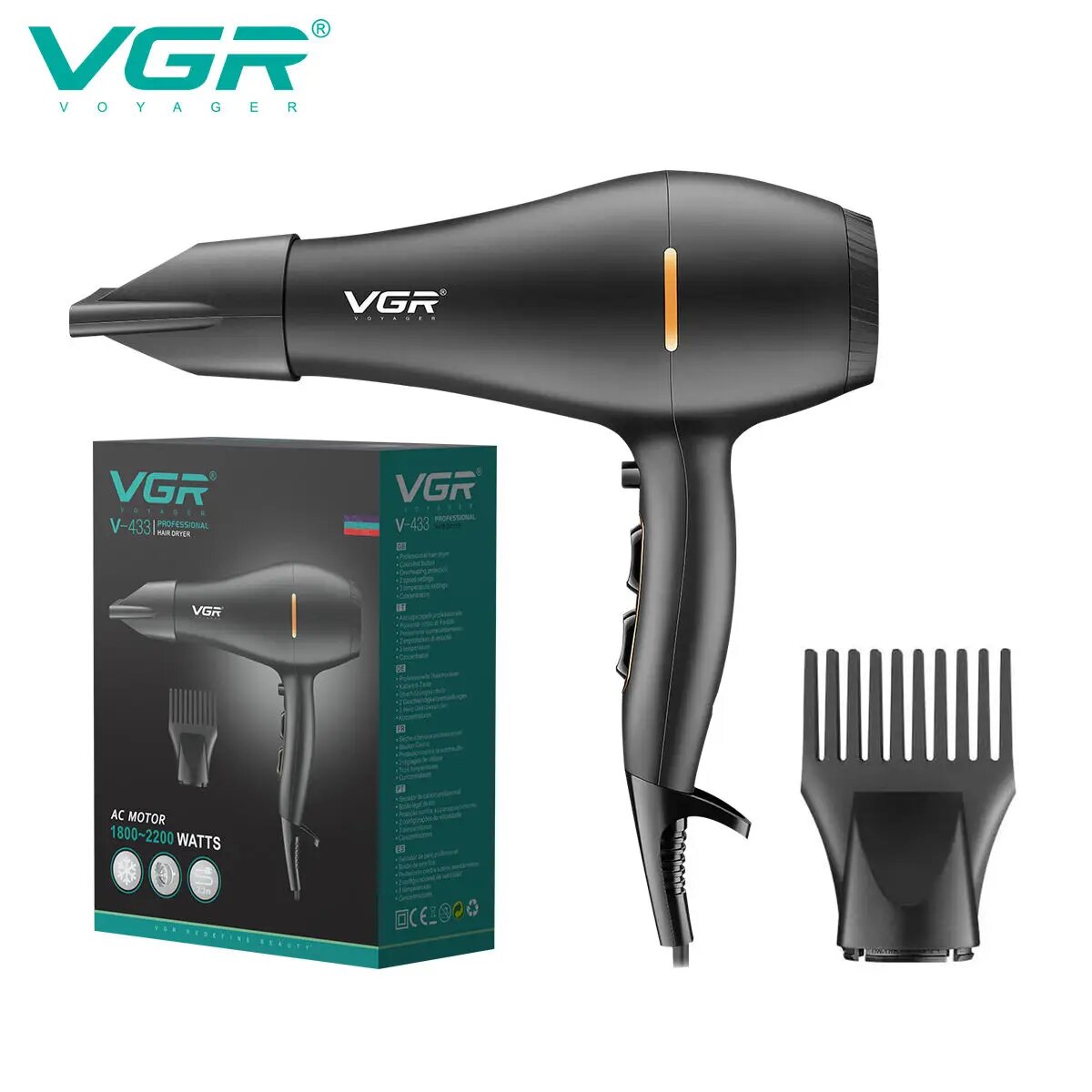 VGR профессиональный настенный фен V-433