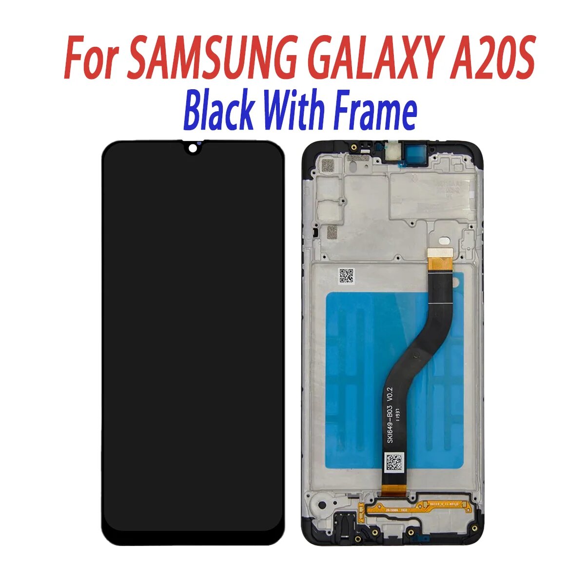 Samsung Galaxy A20s, экран черный с рамкой 6.5"