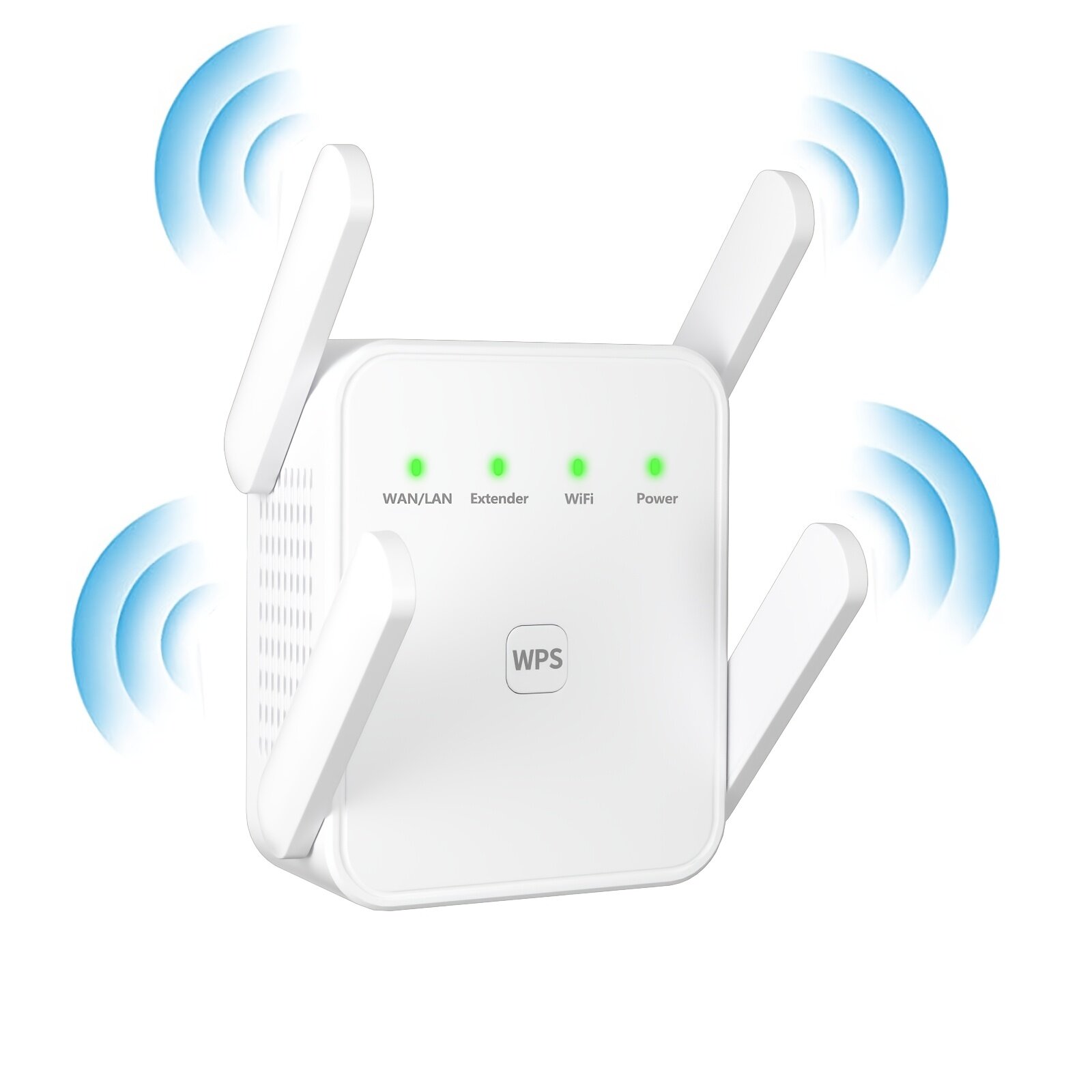 Усилитель WiFi сигнала, репитер с поддержкой до 55 устройств, покрытие до 5000 кв. футов, порт Ethernet, настройка одной кнопкой, совместимость с Alexa, белый цвет