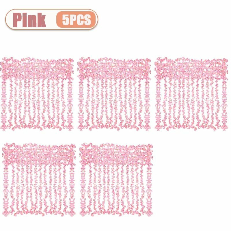 Искусственные гирлянды из цветков вишни Розовый, Pink-5PCS