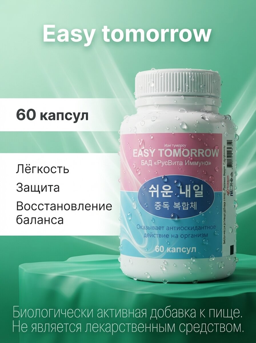БАД от зависимости "Easy tomorrow", банка 60 капсул / Изи тумороу