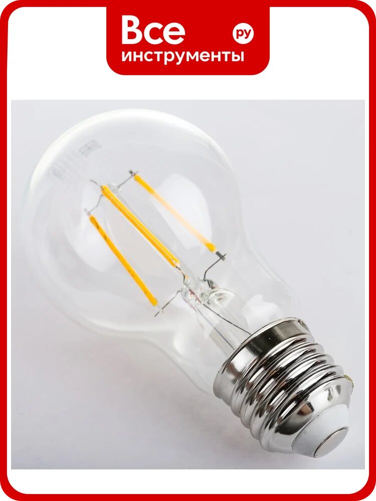 Светодиодная лампа General Lighting Systems Филамент прозрачный E27 10Вт 230В 870Лм 2700К Теплый белый свет Груша GLDEN-A60S-10-230-E27-2700 631700