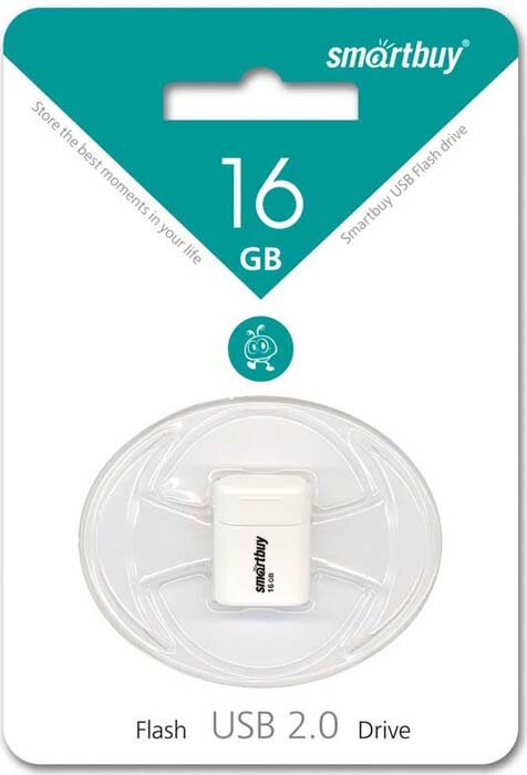 SmartBuy 16 ГБ USB-флеш-накопитель (SB16GBLARA-W), USB 2.0, до 25 мб/сек, Пластик, белый