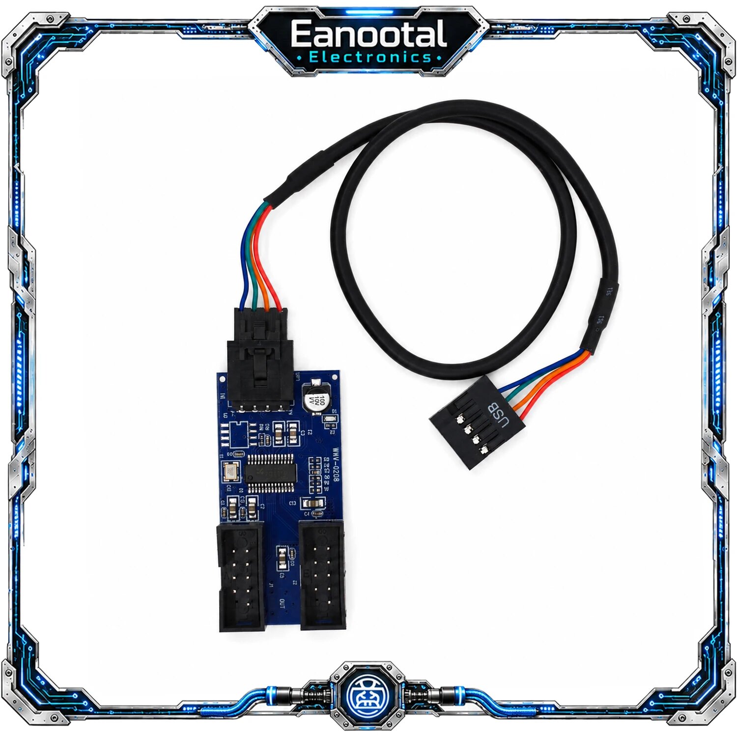 Внутренний USB 2.0 хаб 9-pin 1 на 2/4 1-to-2 Version