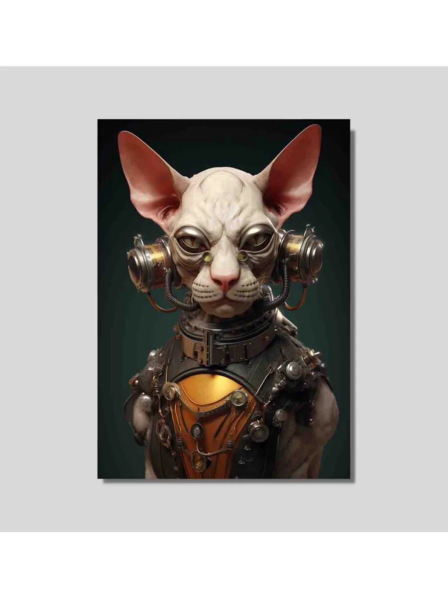 Кот-сфинкс в стиле стимпанк 4, Плакат 30x42см