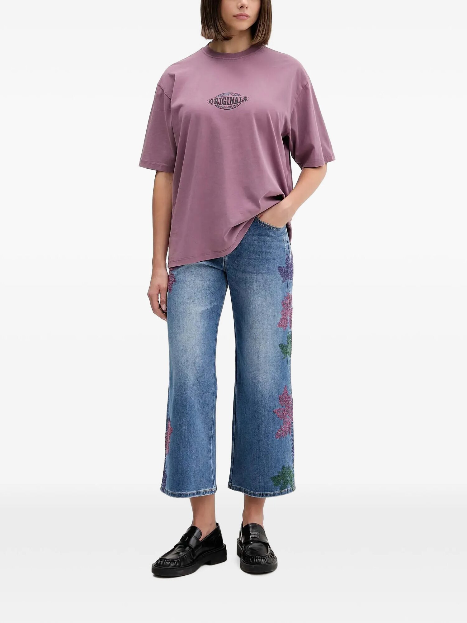 Джинсы Desigual Embroidered cropped jeans, размер 38, blue — фото 1