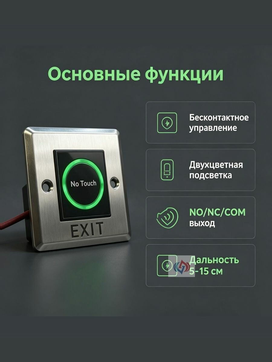 Кнопка выхода пластиковая накладная NO/NC / кнопка для контроля доступа СКУД настенная для двери