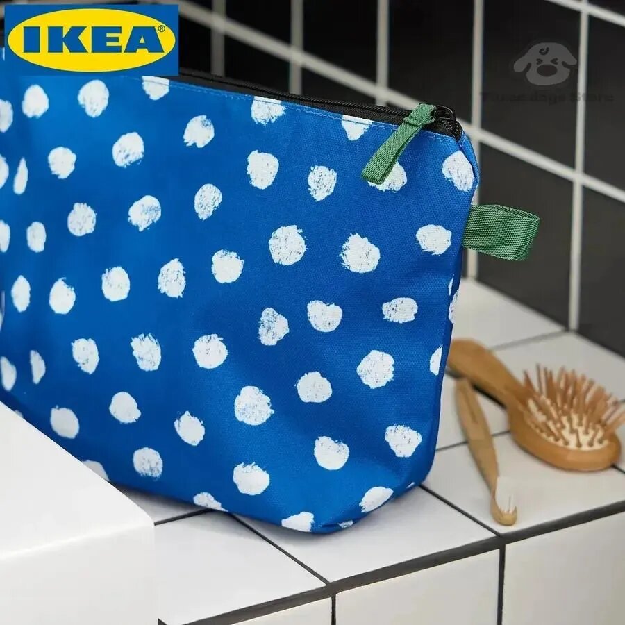 IKEA Косметичка 30x21x10см Белый синий полиэстер полиэфирное волокно — фото 1