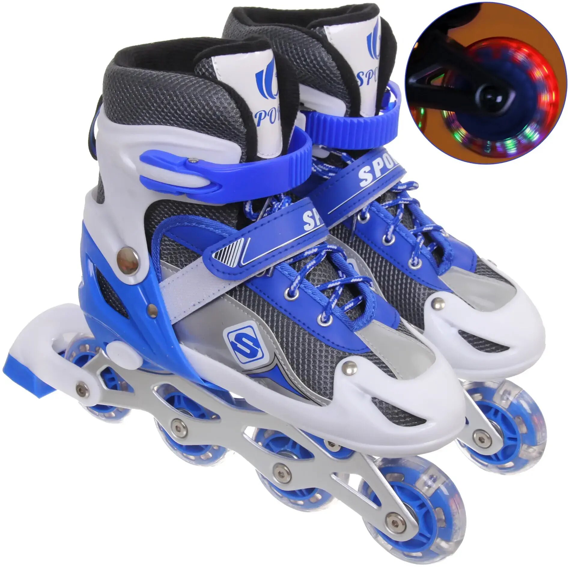 Роликовые коньки раздвижные Sport Star 136S, синий, колеса ПВХ, размер M (35-38)
