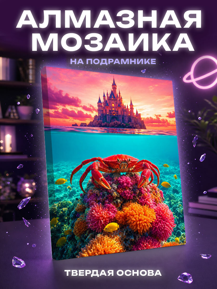 Алмазная мозаика Алый краб в бирюзовом море