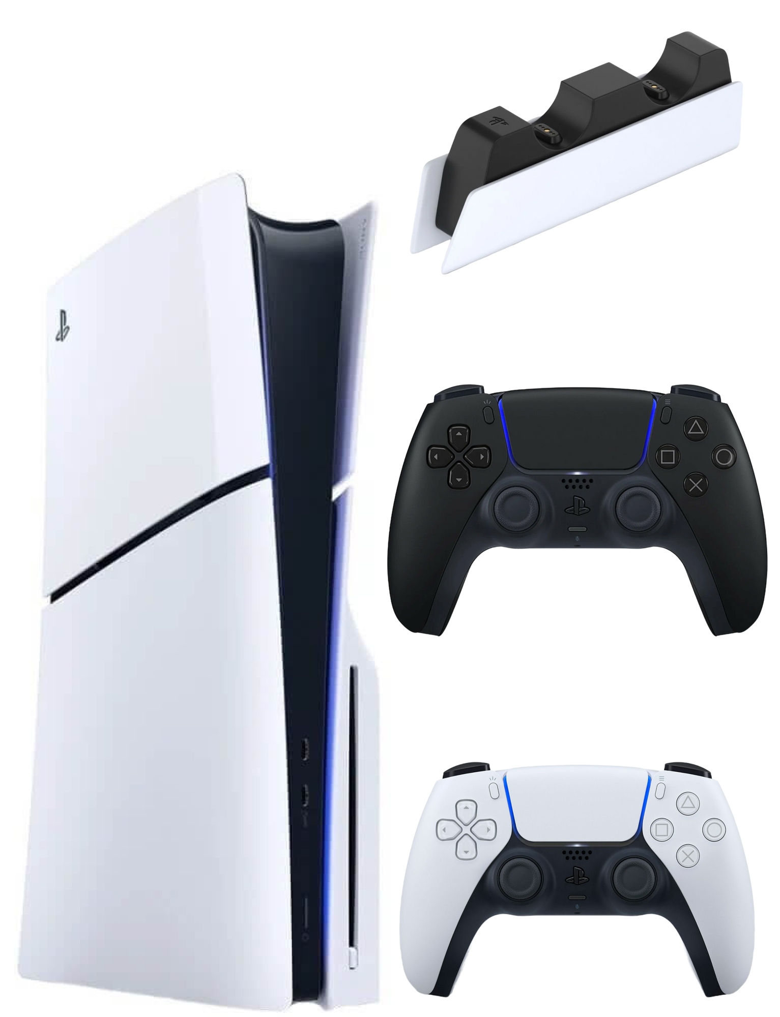 Игровая приставка Sony PS 5 Slim Disc,1ТБ(с дисководом) +2-ой геймпад (Черный)+Зарядная станция
