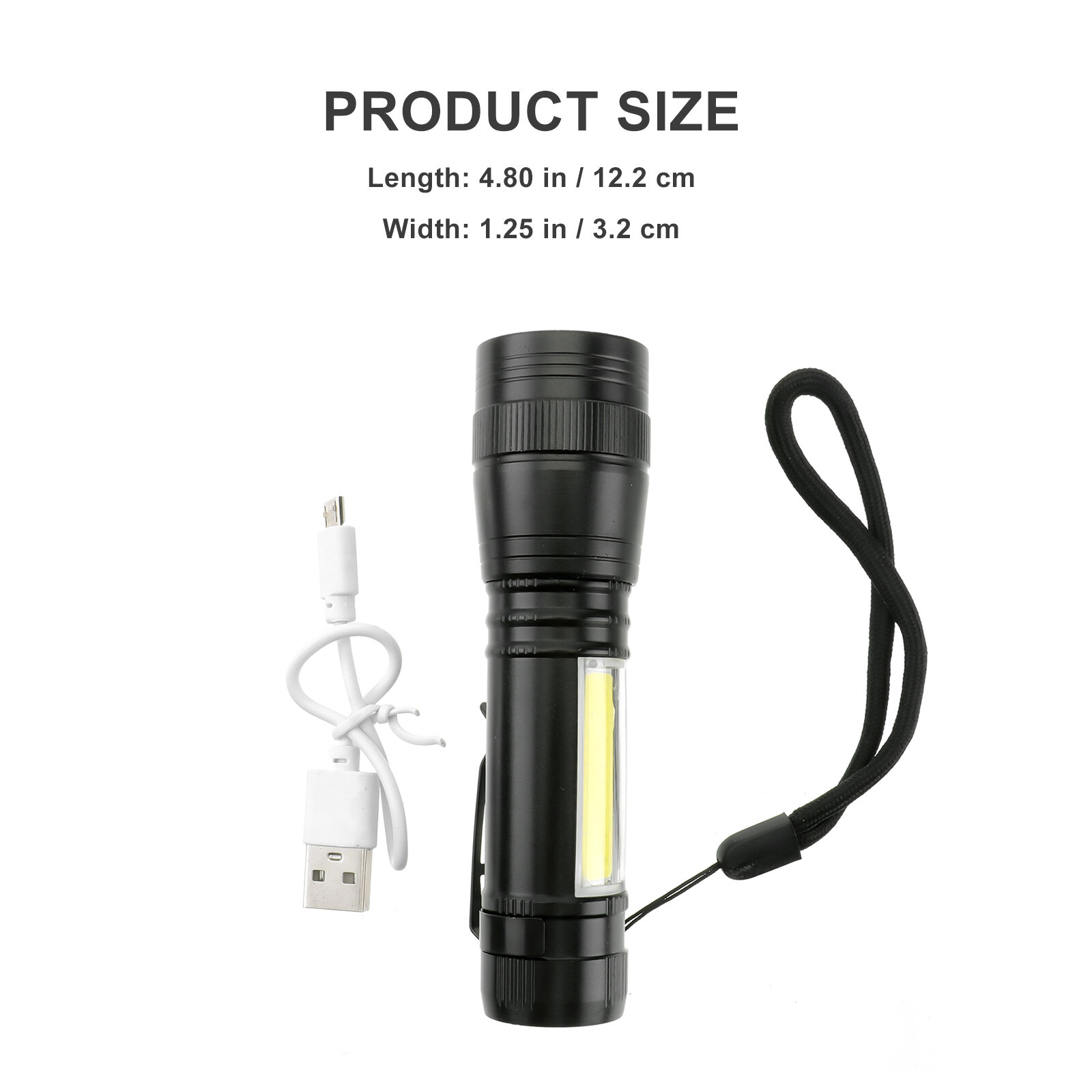 Перезаряжаемый фонарь LED с функцией зума для outdoor активностей размер 12,20×3,20×2,00см