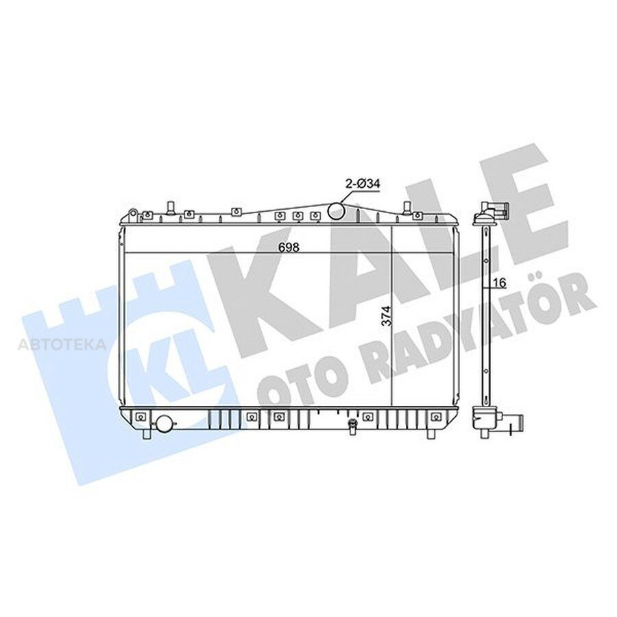 Радиатор охлаждения двигателя CHEVROLET REZZO 00- паяный KALE 355500