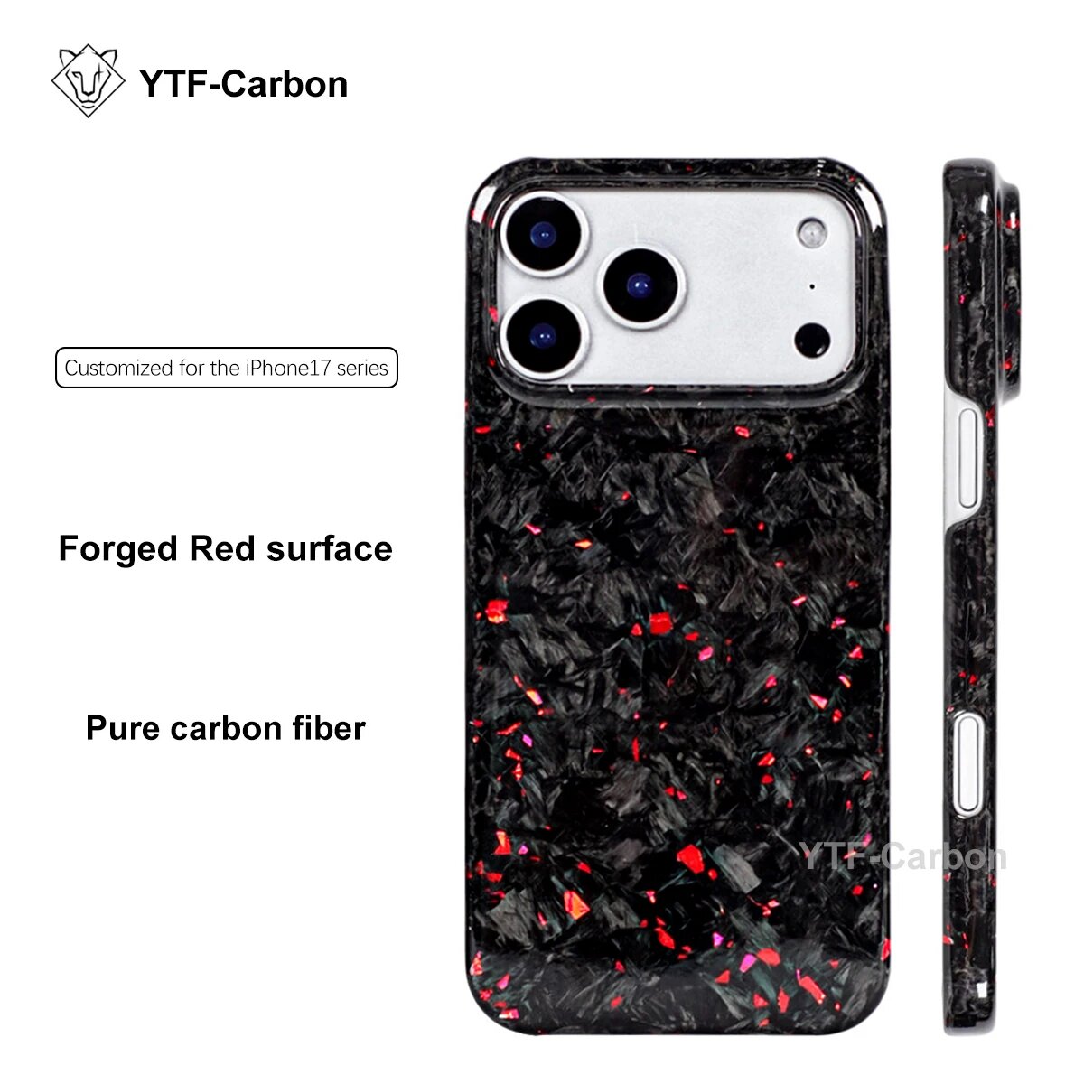 Чехол YTF-Carbon для iPhone 17 Pro, Forged Red, карбон