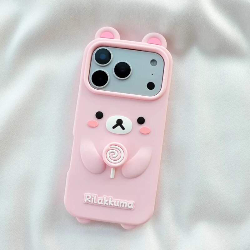 Розовый 3D чехол Rilakkuma для iPhone 14 Pro Max
