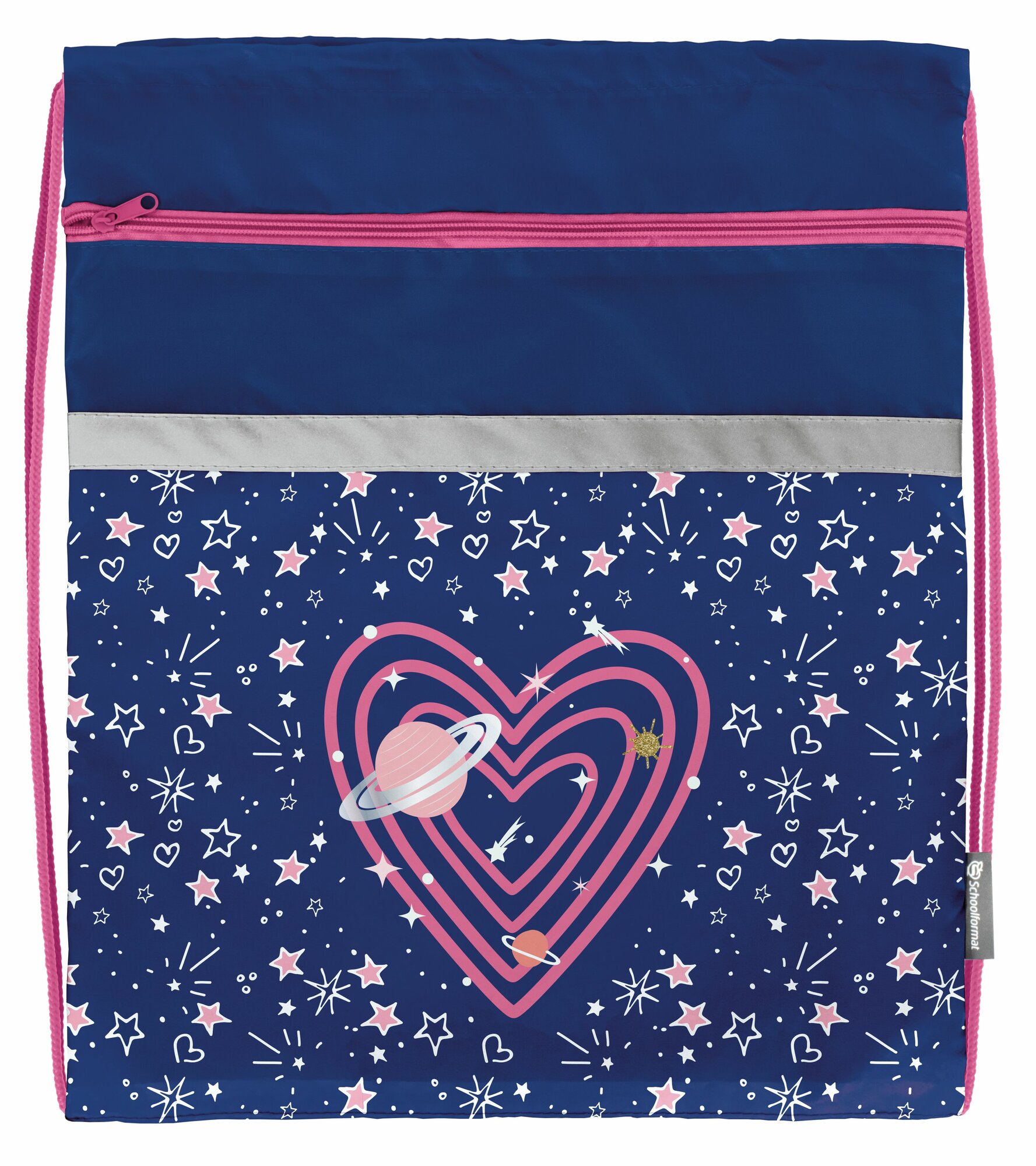 Мешок для обуви Schoolformat HEARTS AND STARS 42х34 см, с карманом, для девочек