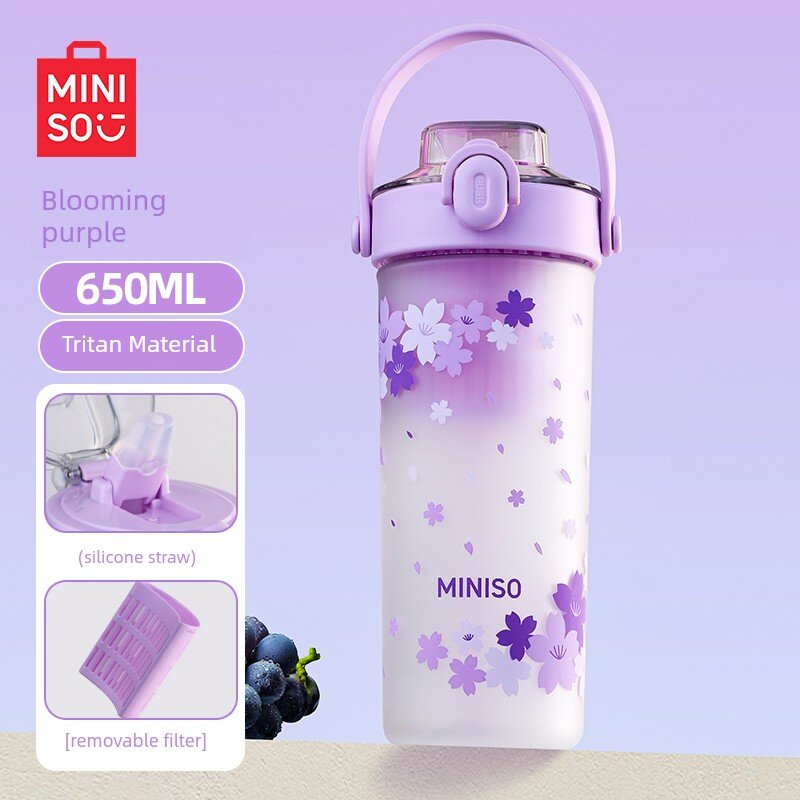 Бутылка для воды Miniso Tritan для девочек, стильная, вместительная, портативная, термостойкая, ударопрочная