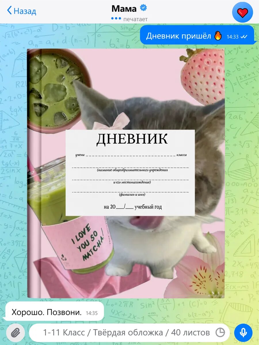 Школьный дневник с принтом Куроми
