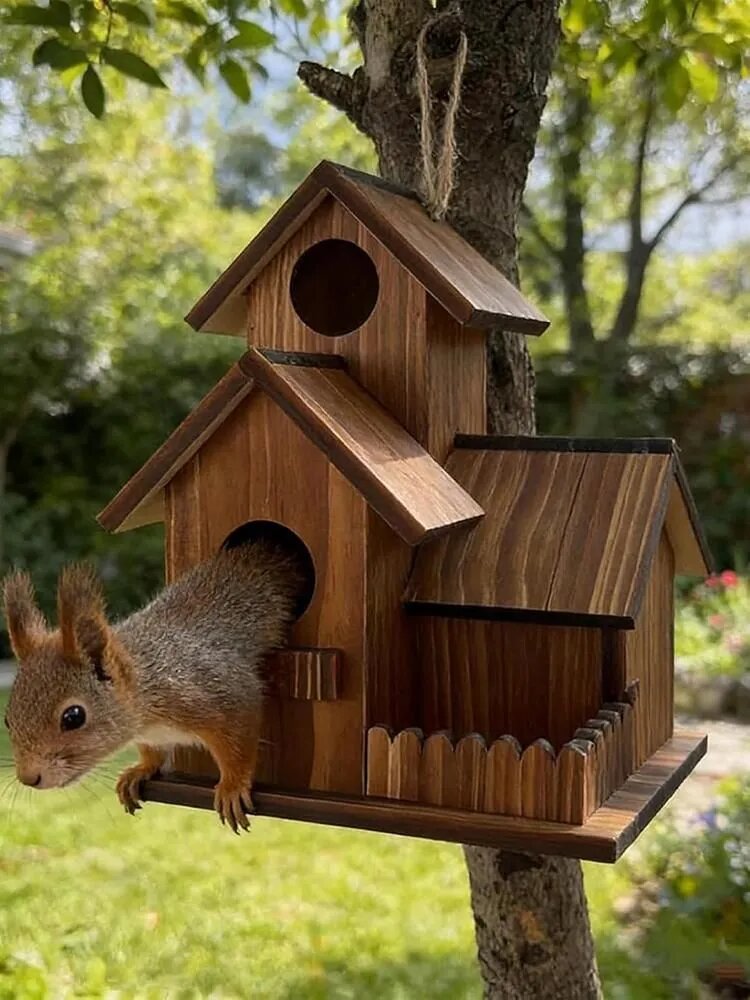 Деревянная кормушка для бурундука Автокормушка для грызунов, белок Squirrel Water House