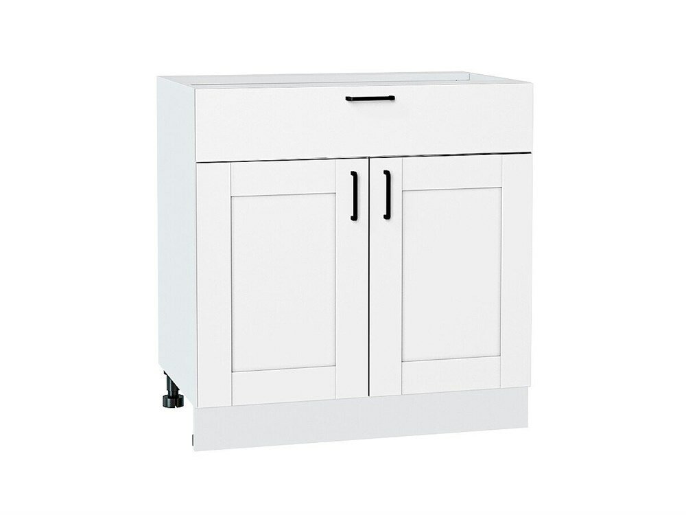 VVT Шкаф нижний с 2-мя дверцами и ящиком Лофт Белый, Super White, 800 В*Ш*Г 816*800*480, фасад МДФ Super White, корпус Белый Super White
