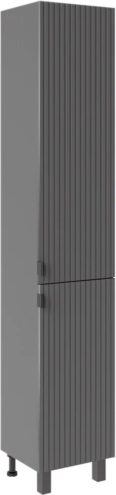 Шкаф-пенал для ванной ASB-Mebel Дора 35 напольный, 35 см, серый, глянцевый, с дверками, из МДФ, фурнитура черная