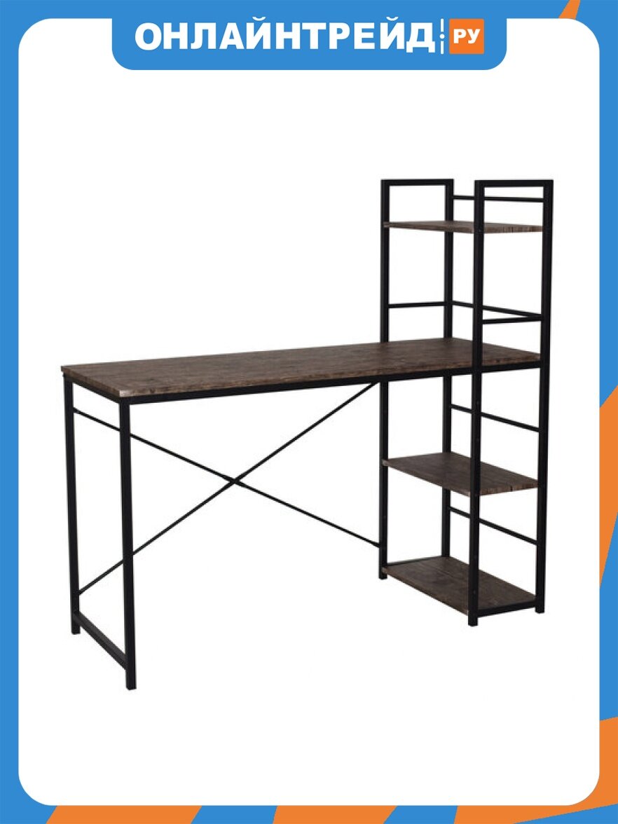 Стол на металлокаркасе Brabix LOFT CD-005 (ш1200*г520*в1200мм), 3 полки, цвет морёный дуб, 641221