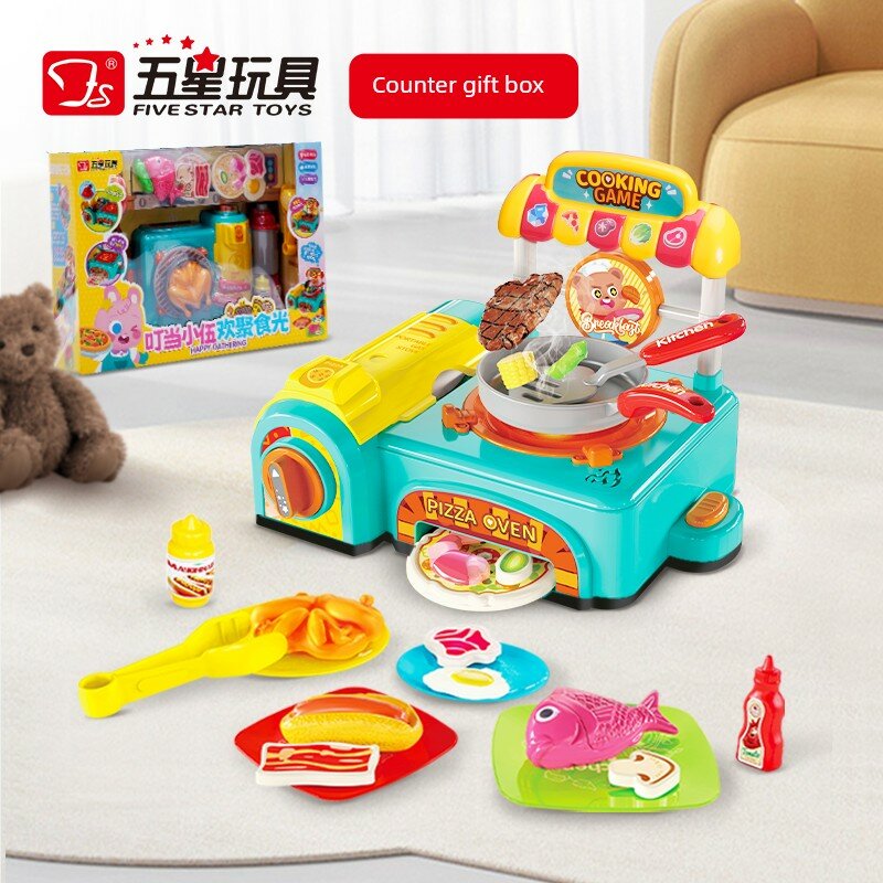 Детский игровой набор кухни с электрической духовкой для девочек 3-6 лет, интерактивная кулинарная игра с игрушечной