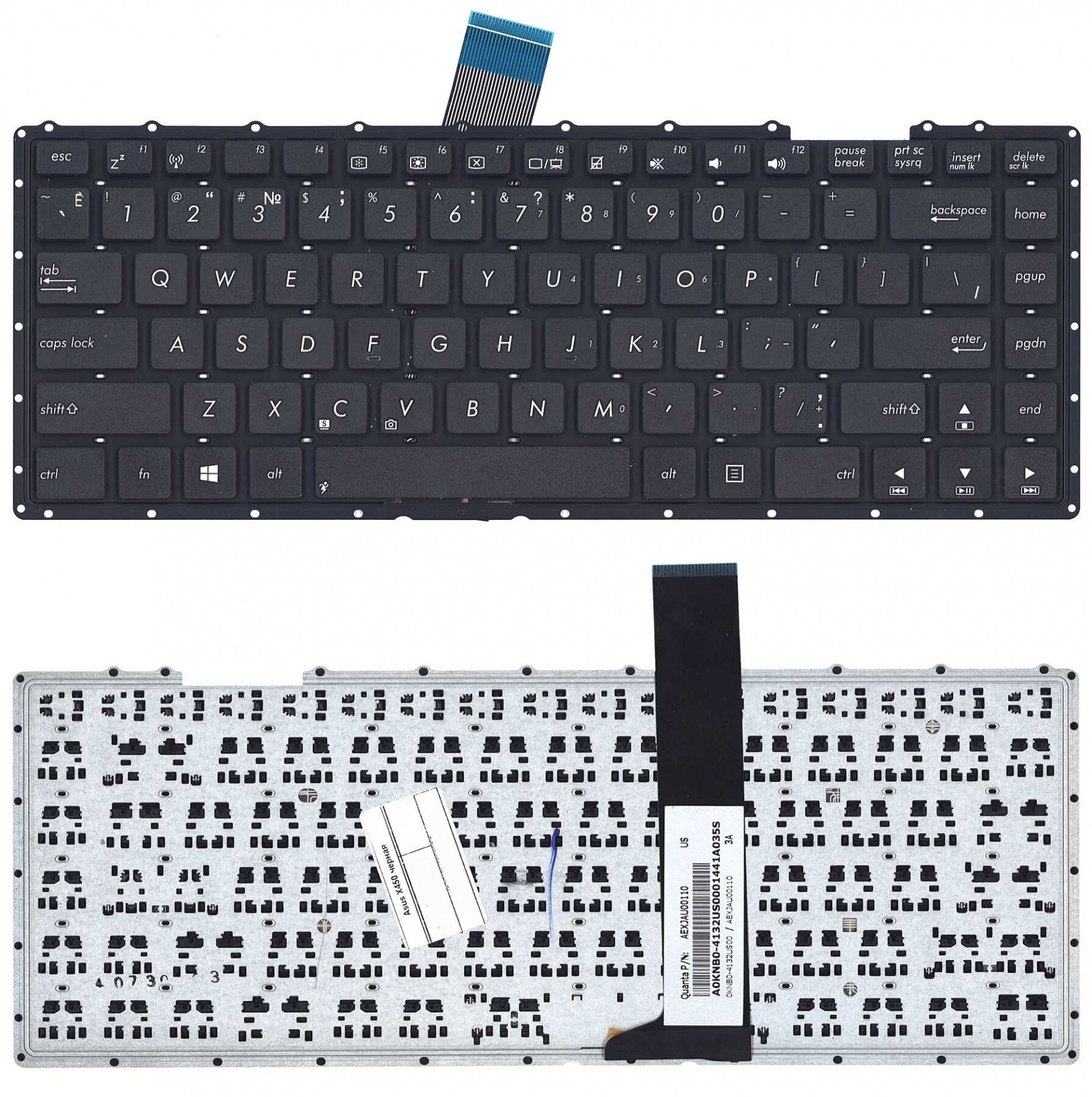 Клавиатура для ноутбука Asus X450 черная, без рамки