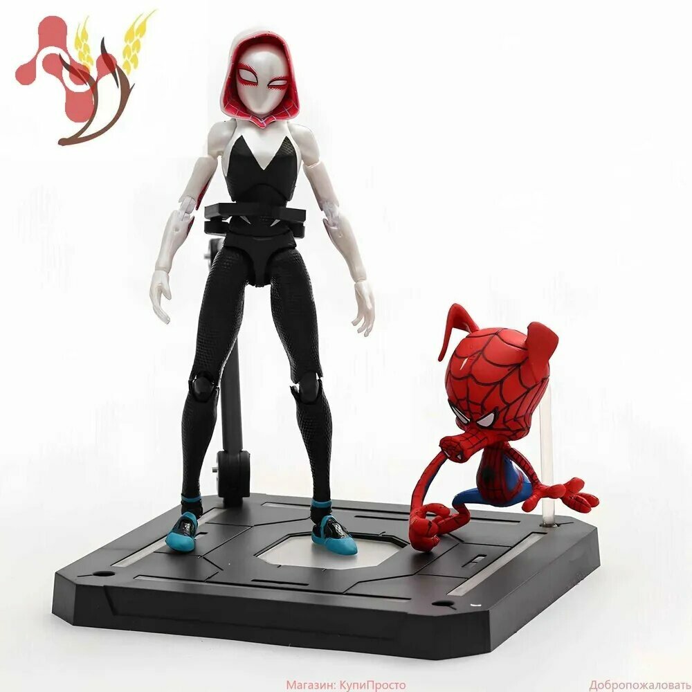 Фигурка Человек-паук: Через вселенные Гвен-паук и Свин-паук / Spider Man Gven ( Гвен 15см, Свин 5.5см)
