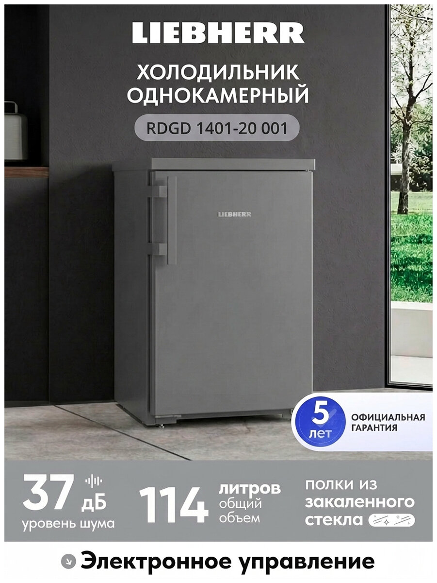 Однокамерный холодильник Liebherr Rdgd 1401-20 001, темно-серый