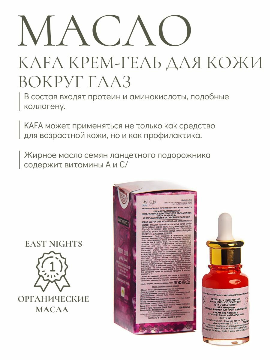 East Nights "KAFA" Крем-гель для кожи вокруг глаз, омолаживающий, 30мл
