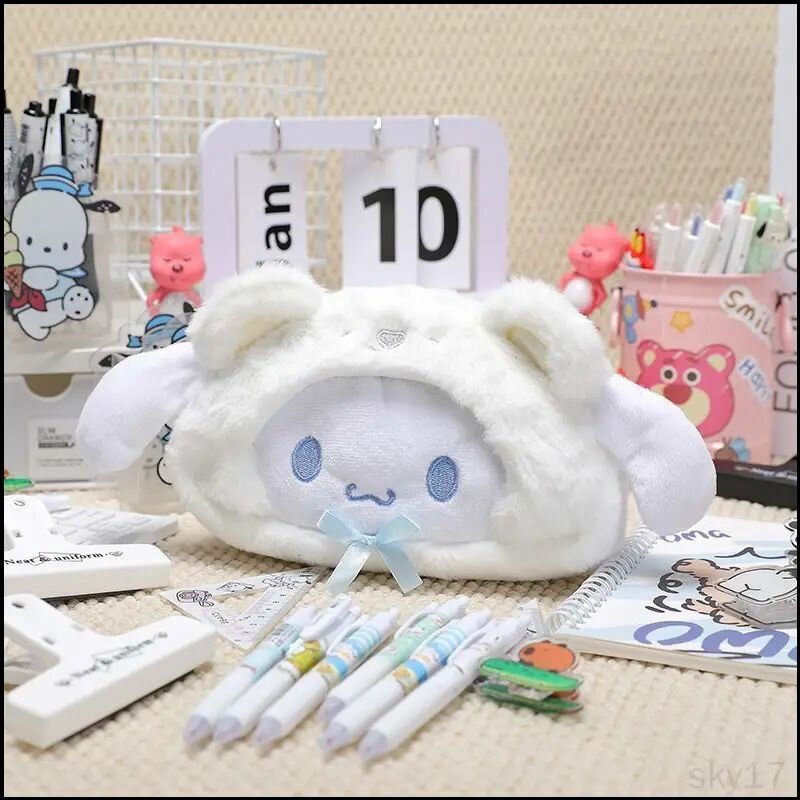 Sanrio/Белый Cinnamoroll/Пенал, большой объем, мягкая сумка для хранения канцелярских товаров