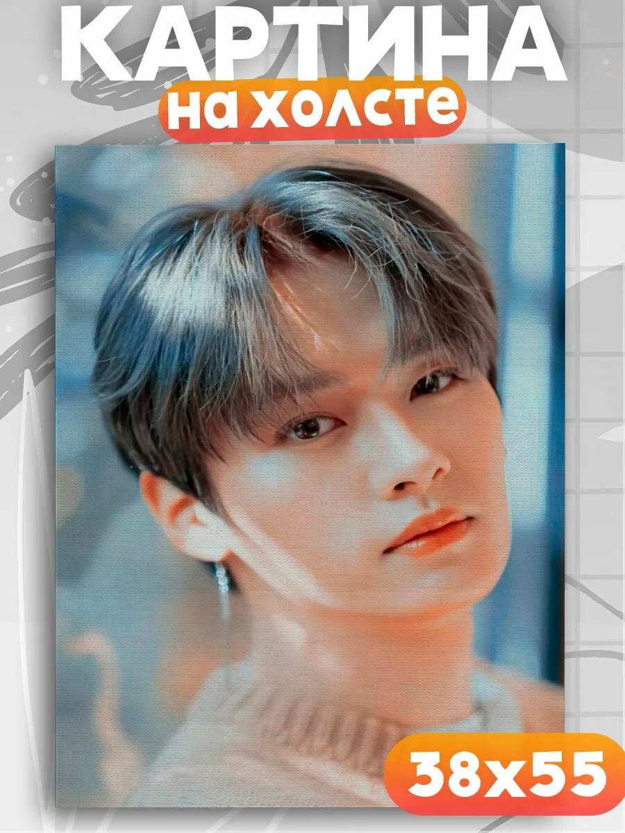 Картина на стену Ли Минхо Stray kids кпоп на подрамнике, 1шт, 55х38 размер.