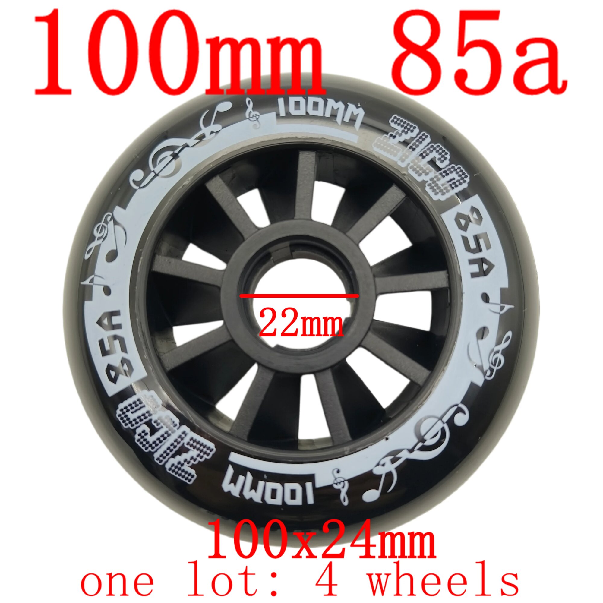 Роликовые колеса MCgala 84 мм, 90 мм, 100 мм, 110 мм (4 шт.) 100mm