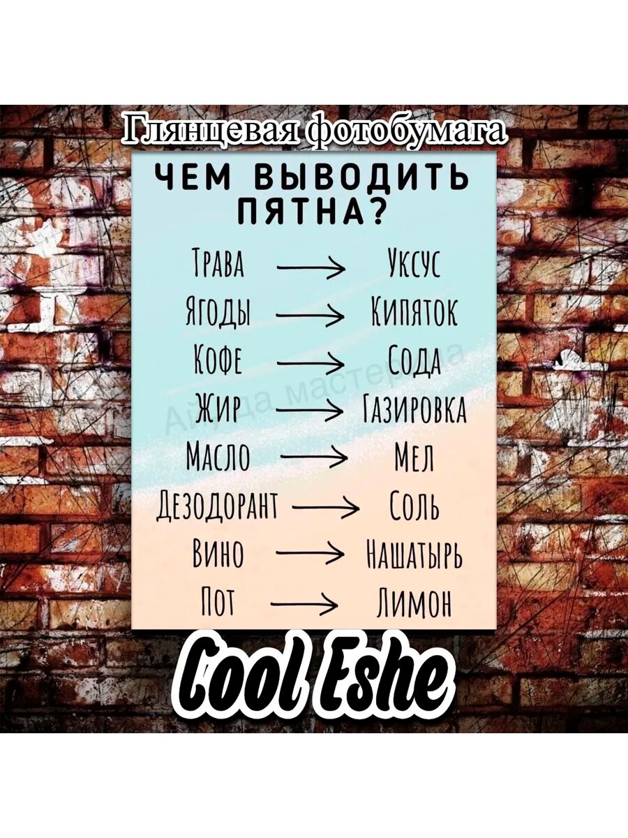 Плакат "Чем выводить пятна" из коллекции "Полезное" А3