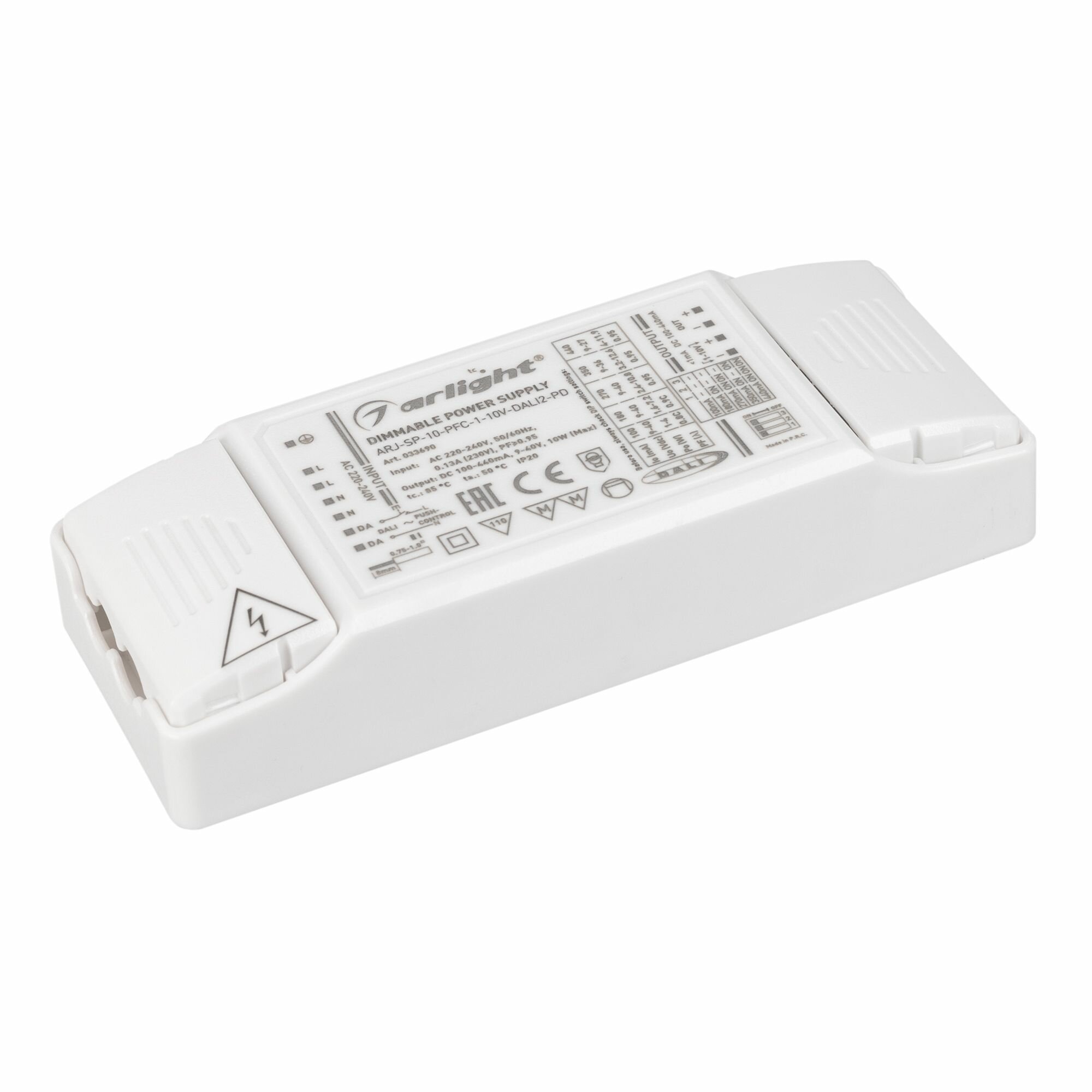 Блок питания для светильника Arlight ARJ-SP-10-PFC-1-10V-DALI2-PD (10W, 100-440mA)