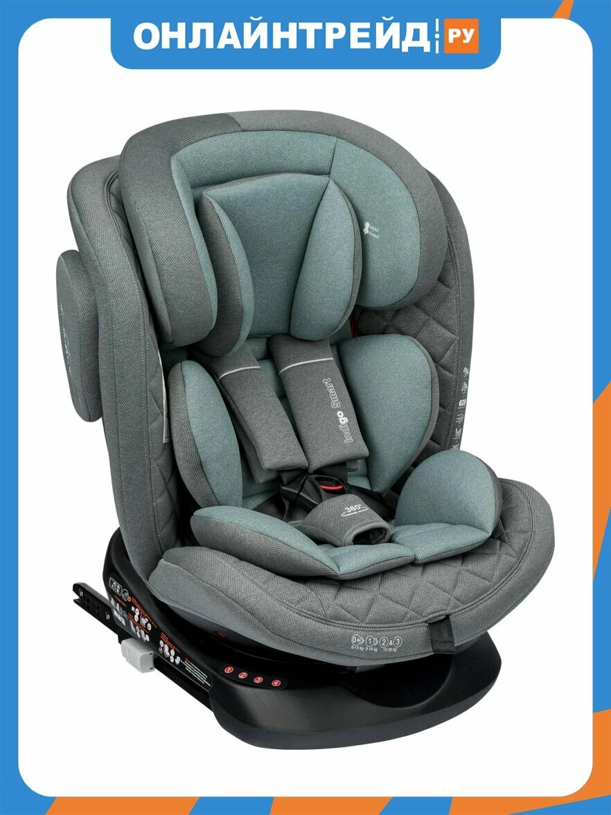 Автокресло Indigo HB636 SMART ISOFIX группа 0/1/2/3 0-36 кг серый-зеленый