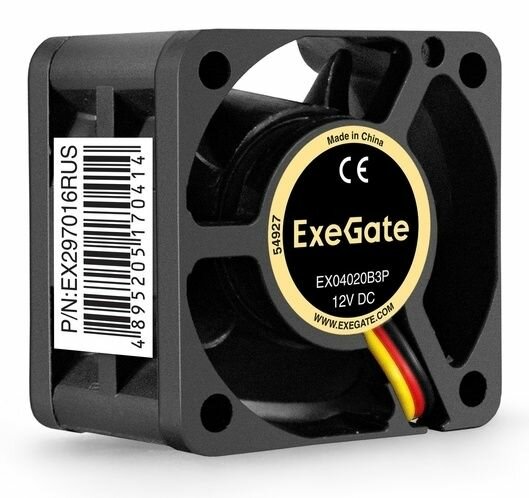 Корпусный вентилятор ExeGate EX297016RUS Вентилятор 12В DC EX04020B3P (40x40x20 мм, 2-Ball (двойной шарикоподшипник), 3pin, 6300RPM, 28dBA)