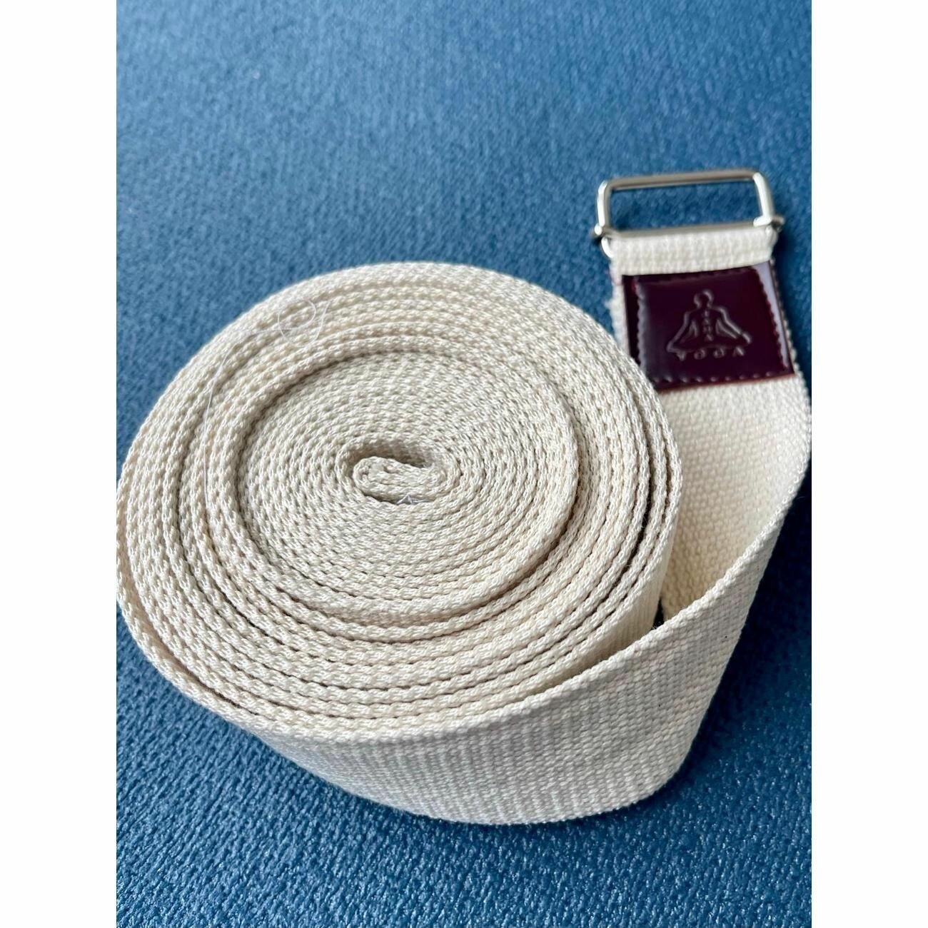 Ремень для йоги Ramayoga хлопковый Де Люкс, белый, 230х4 см