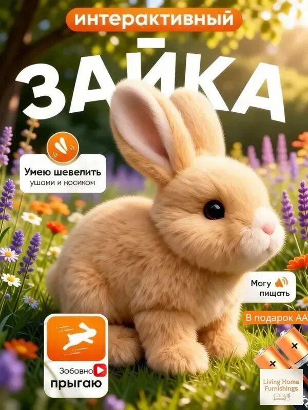 Интерактивная игрушка Зайчик, прыгающий кролик, в подарочной упаковке, детская мягкая игрушка на день рождения, подарки на праздник