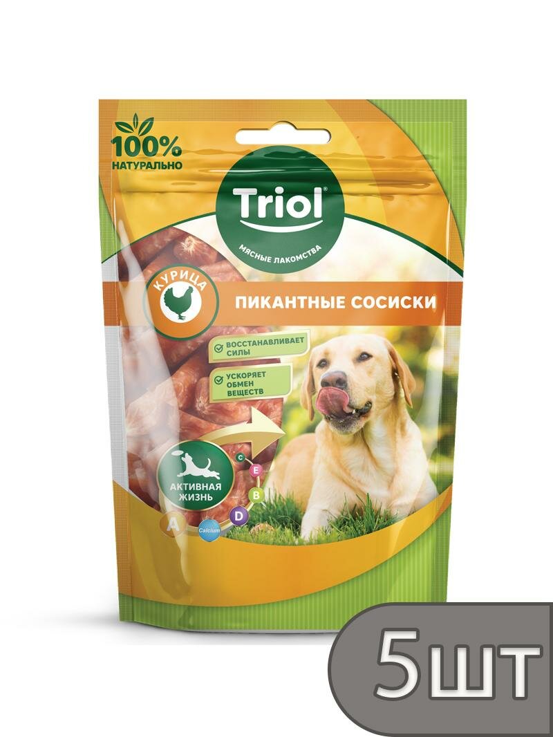 Triol Набор 5 шт Пикантные сосиски из курицы для собак 70г 0.35 кг