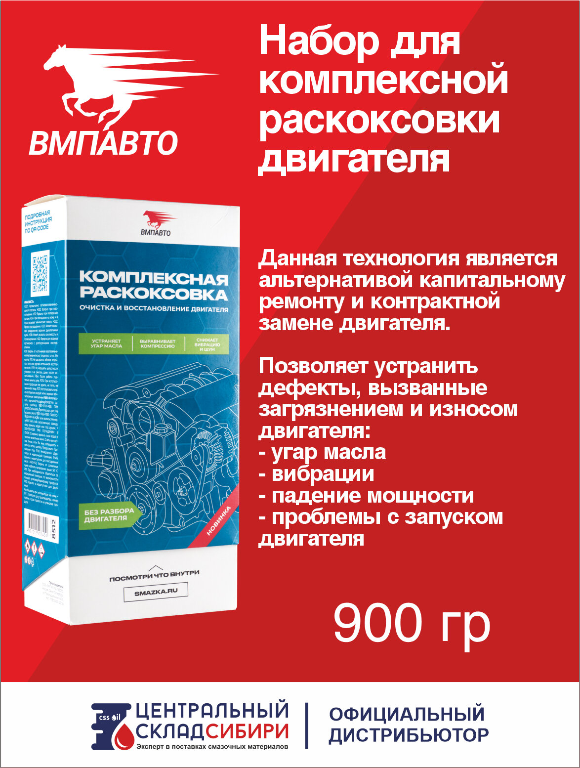 Набор для комплексной раскоксовки двигателя до 2.5 л , арт. 8512